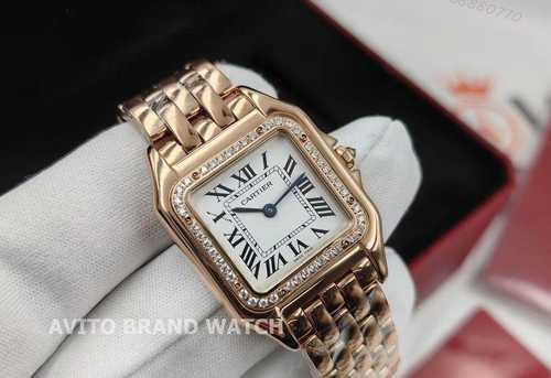 Часы Cartier panthere розовое золото с камнями нов