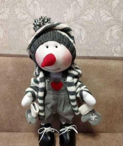 Текстильная интерьерная Кукла Снеговик