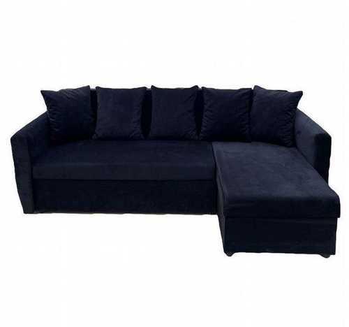 Угловой диван-кровать "Мартин" черный велюр