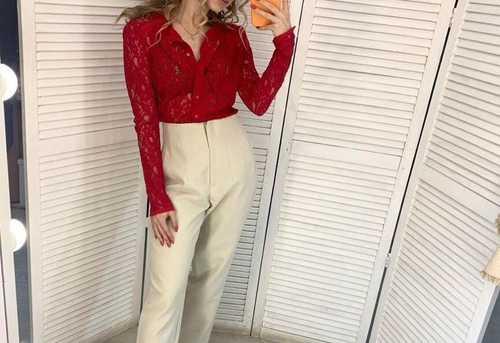Блуза кружевная красная guess оригинал брюки zara