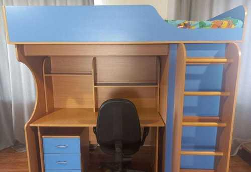 Детская кровать-чердак+стол+тумба+полка