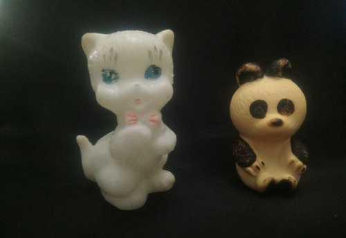 Игрушки СССР Кошка-дутыш и панда резиновая