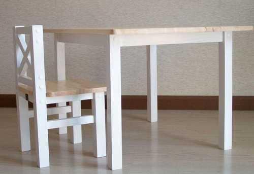 Деревянный комплект стол + стул, мебель Монтессори