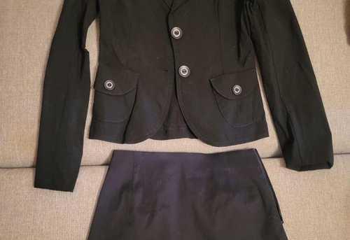 Костюм черный юбка брюки Подростковая одеж Женская
