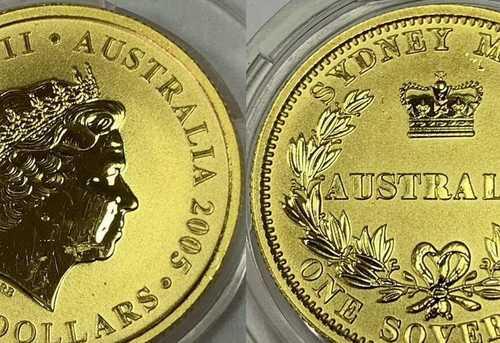 Австралия 25 долларов 1 соверен 2005 год золото