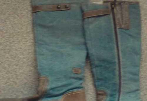 Сапоги джинсовые легкие, замша и кожа