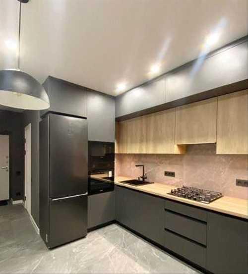 Кухонный гарнитур серый матовый лофт