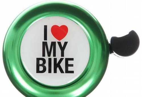 Звонок для велосипеда I love MY bike зелёный