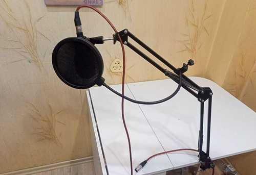 Студийный микрофон со стойкой и XLR кабелем