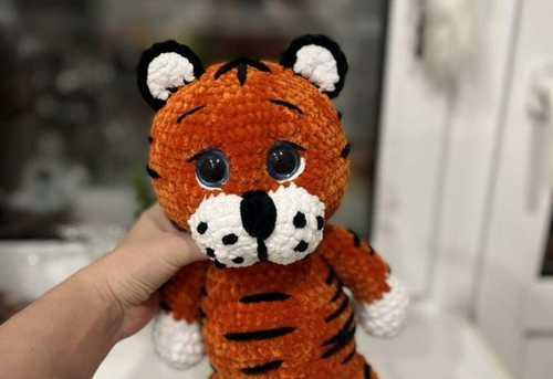 Мягкая игрушка тигр ручной работы вязаный