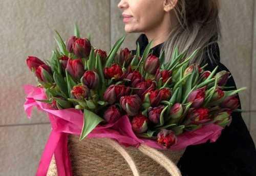 Тюльпаны букет цветов,корзина,цветы букеты
