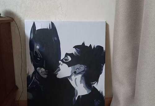 Картина "Бэтмен и женщина кошка" акрил