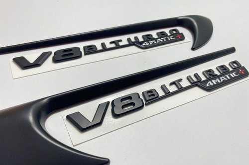 Черные сабли на крылья и надпись v8biturbo