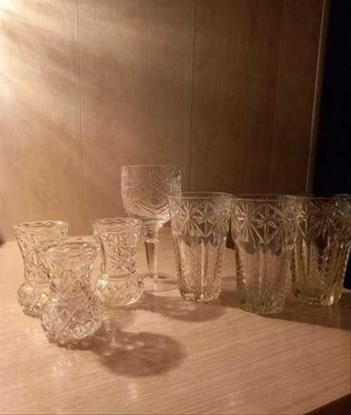 Хрустальные вазочки, стаканы, бокал