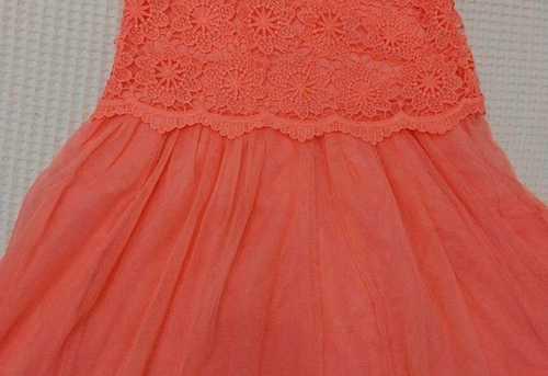 Платье праздничное кораллового цвета для девочки