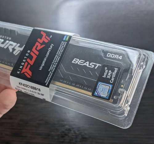 Оперативная память Kingston Fury Beast DDR4 1x16Gb