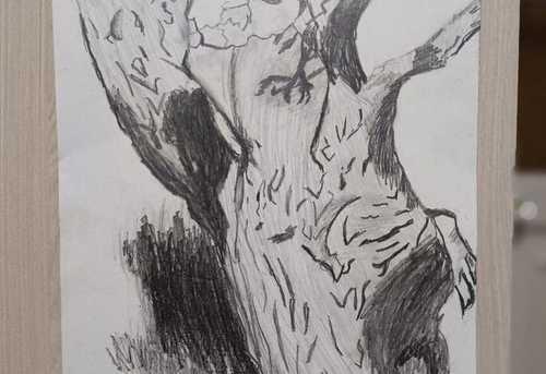 Картина карандашом, дерево''