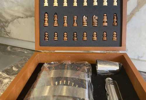 Подарочный набор штопор фляга рюмка и шахматы