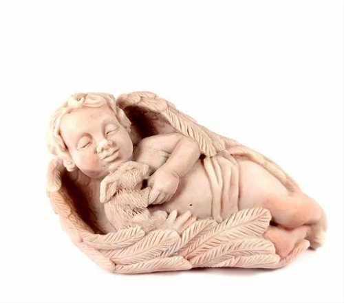 Статуэтка Ангел спящий с кроликом Мраморная крошка