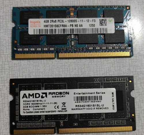 Оперативная память so-dimm ddr3 4 gb 1600