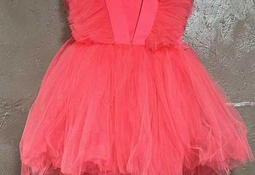 Детское, нарядное, ярко-розовое платье, 122