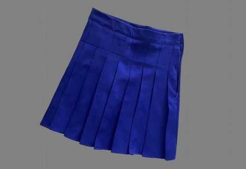 Теннисная синяя юбка плиссе