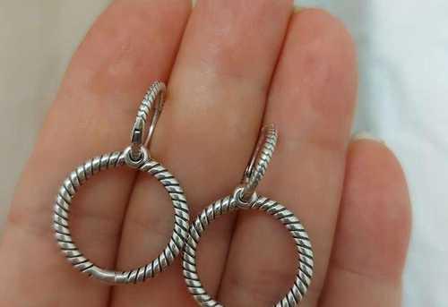 Серебряные серьги кольца (можно вешать шармы)