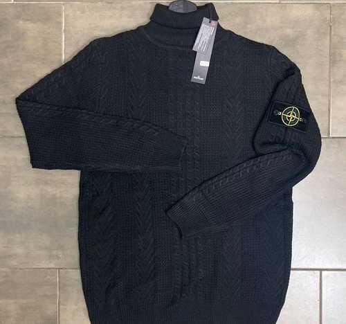 Свитер водолазка Stone Island черный вязаный