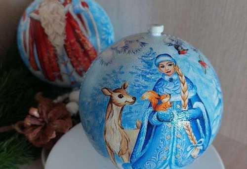 Ёлочный шар с ручной росписью Снегурочка
