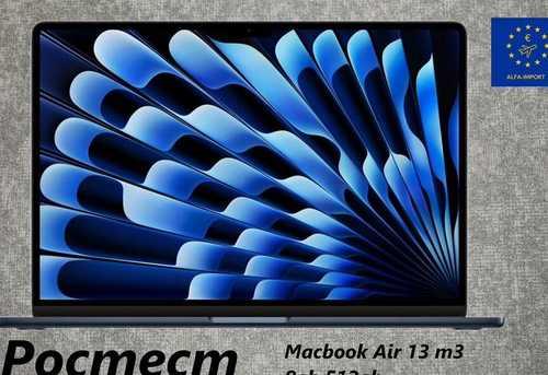 MacBook Air 13 (2024), 512 ГБ, M3 (8 ядер), RAM 8 ГБ, GPU 8-core