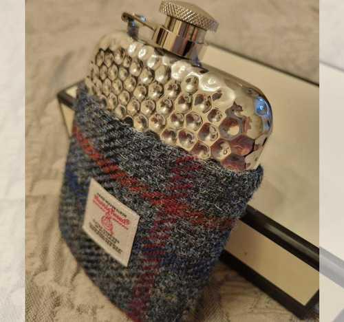 Оловянная фляга / flask, 180 мл, чехол из твида