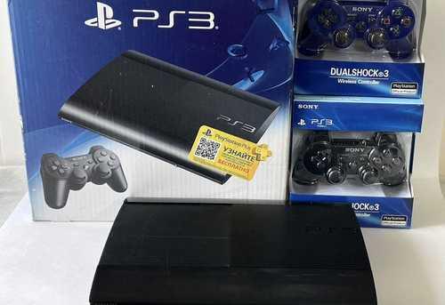 Sony PS3 Super Slim 250Gb (38 игр) +2 геймпада