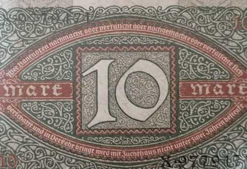 Банкнота. германия. 10 марок 1920 года