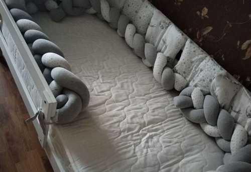 Детская кровать из массива берёзы + матрас 160 80