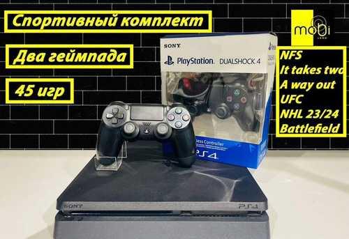 PlayStation 4 Slim + Спортивный комплект + 2 геймп