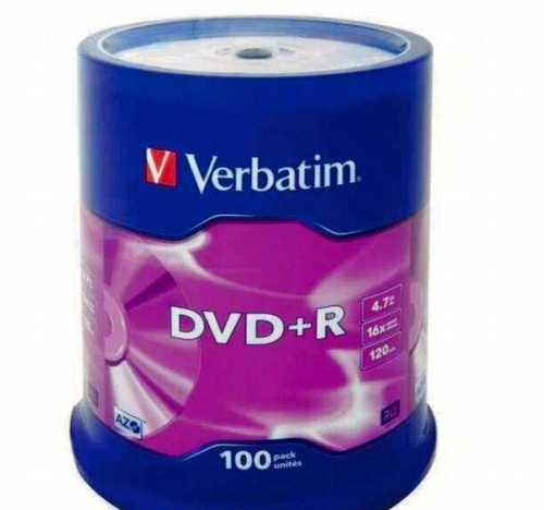 Носители, Диски DVD R, 16x, Verbatim 100шт