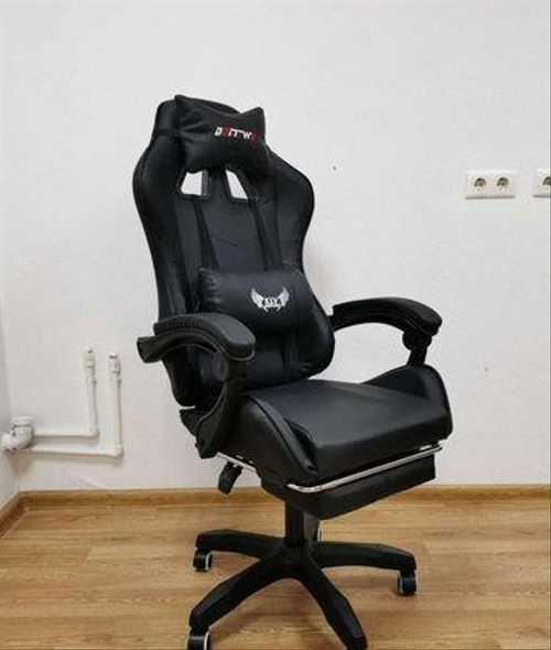 Компьютерное игровое кресло с подножкой. Чёрное | Festima.Ru .