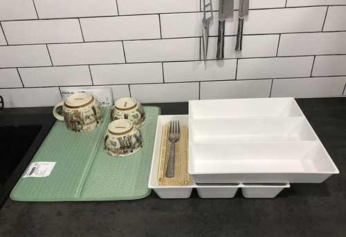 Сушилка для посуды, 2 органайзера IKEA, новые
