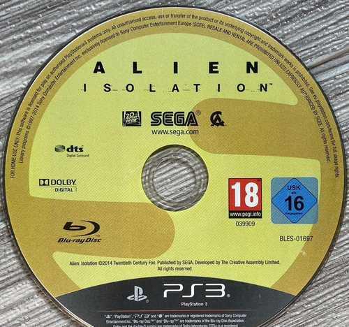 Alien Isolation Ps3 инры диск лицензия