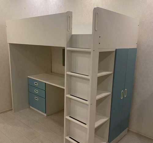 Двухъярусная кровать со шкафом и столом IKEA бу