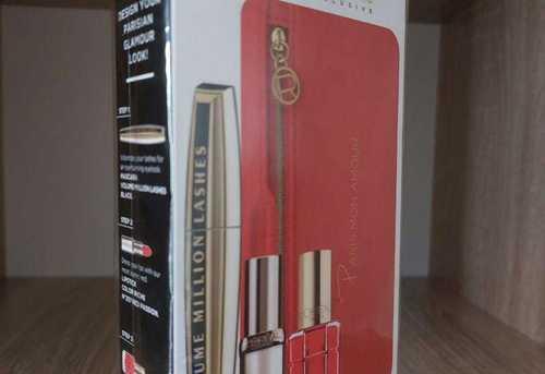 Loreal сет помада, лак, тушь плюс косметичка
