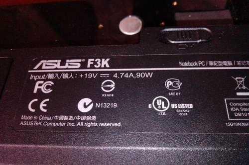 Ноутбук Asus F3K на запчасти