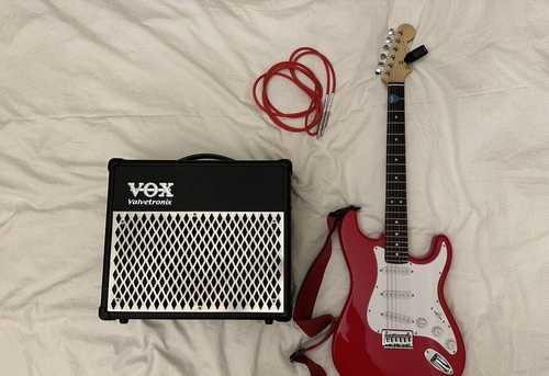 Squier by Fender Stratocaster и VOX ADV15VT