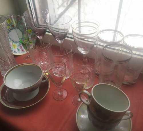 Посуда для добора СССР Чашки фужеры стаканы ваза