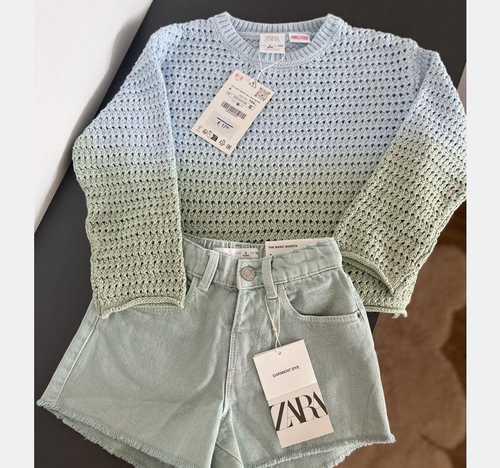 Свитер кроше и шорты комплект Zara 104