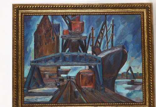Картина "В порту", 1979, Белотелова, суровый стиль