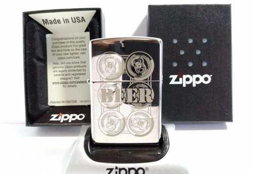 Зажигалка Zippo Beer оригинал новая пиво глянец