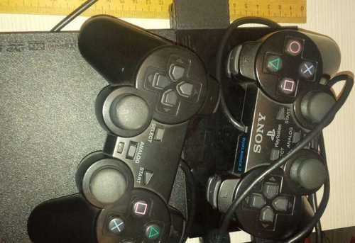 Sony playstation 2 PS2 slim с джостиками и картой