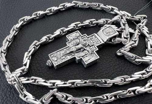 Крест серебряный с цепью