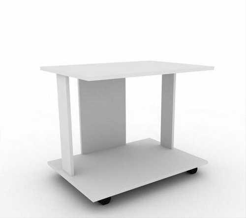 Журнальный стол Синт-800e белый столик на колесах